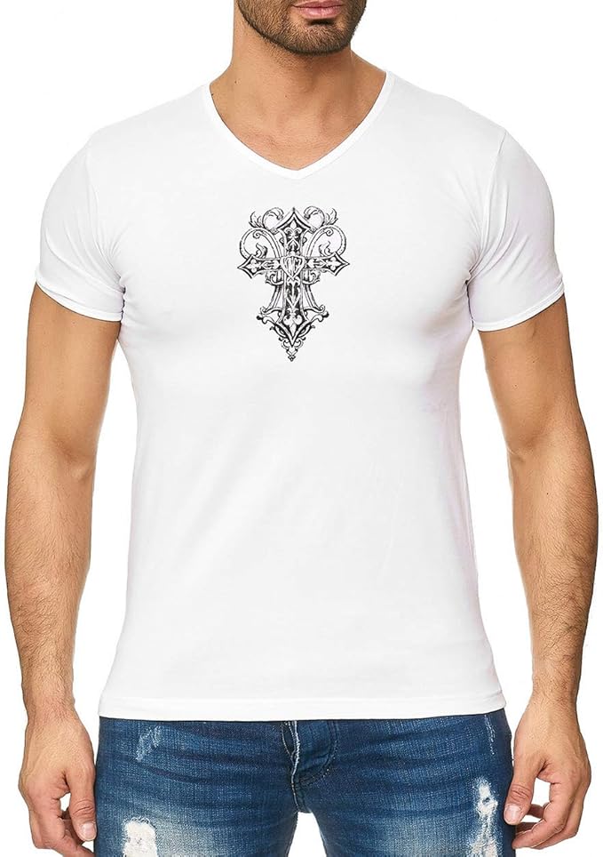KINGZ Men's Bodyshirt T-Shirt with Appliqué and Rhinestones – 38-04 ...