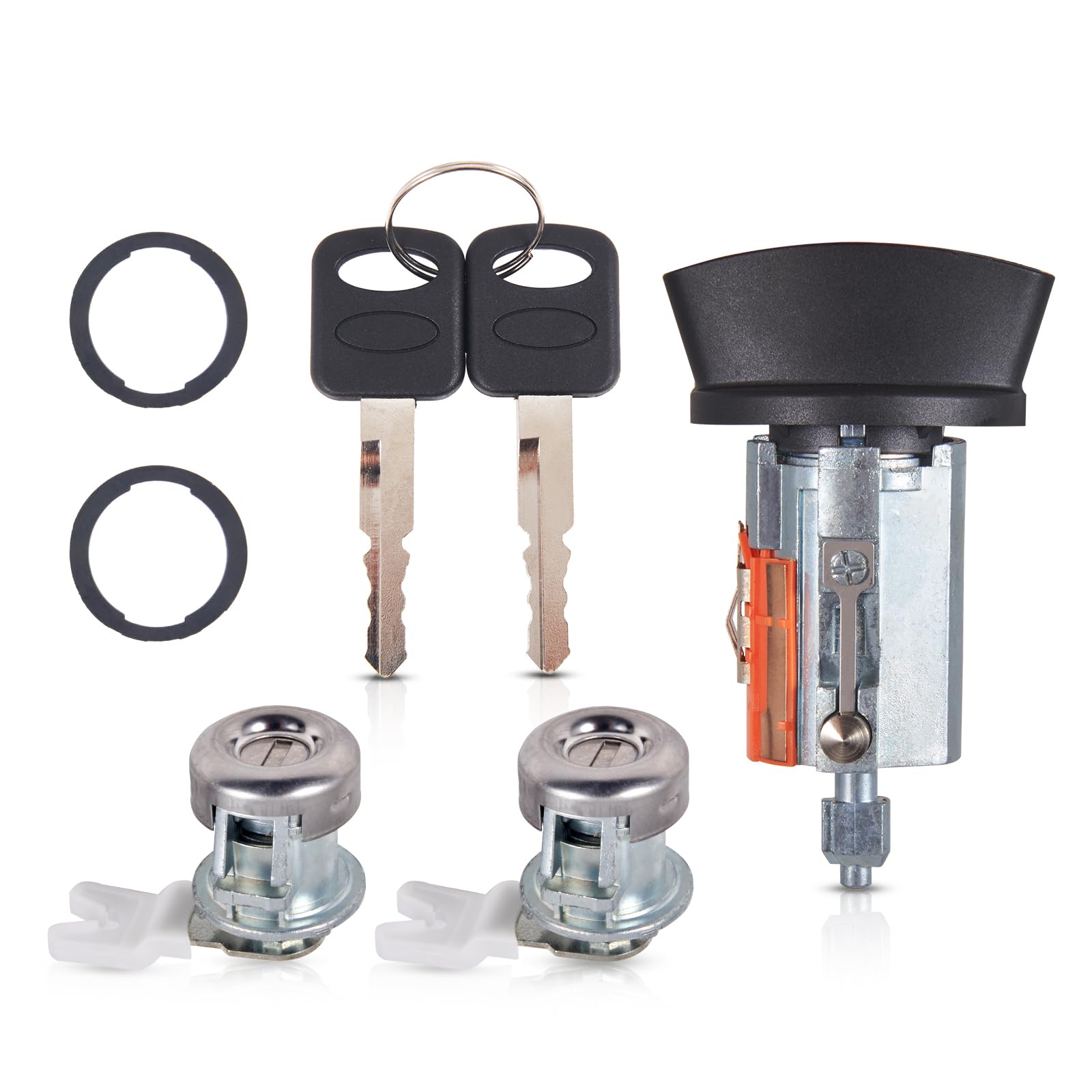 AUTOBABA Ignition Switch Lock Cylinder & 2 Pcs Door Lock Cylinder with ...