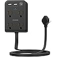 Amazon.com: Flat Multi Plug Extender with 3 USB Wall Charger(1 Type C ...