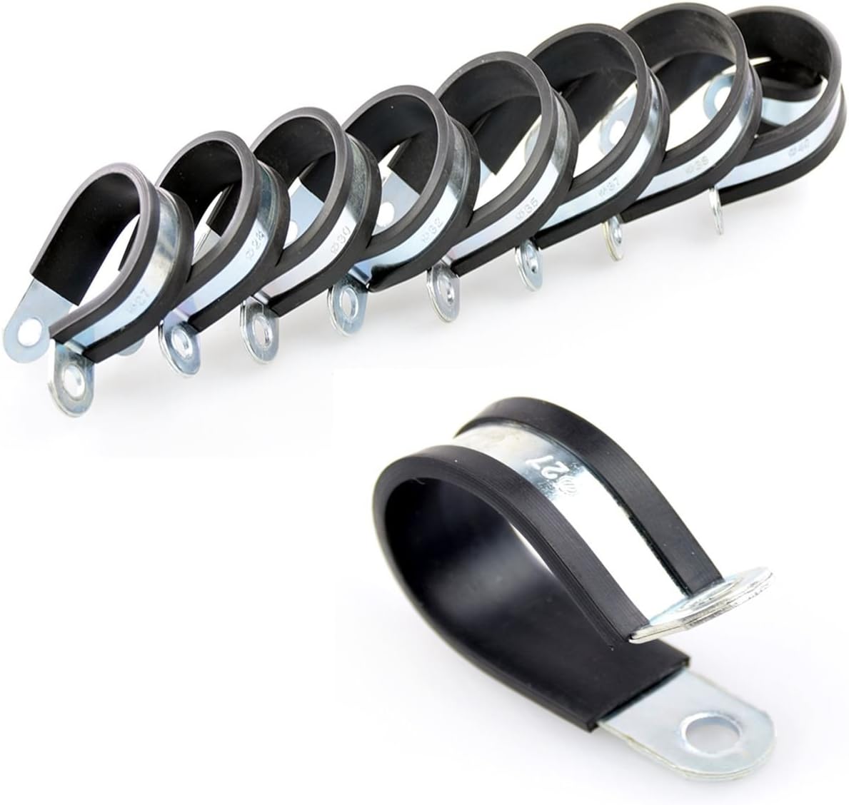 W1 Zinc Plated Rubber Lined P Clips Cable Mounting Hose Pipe Clamp ...