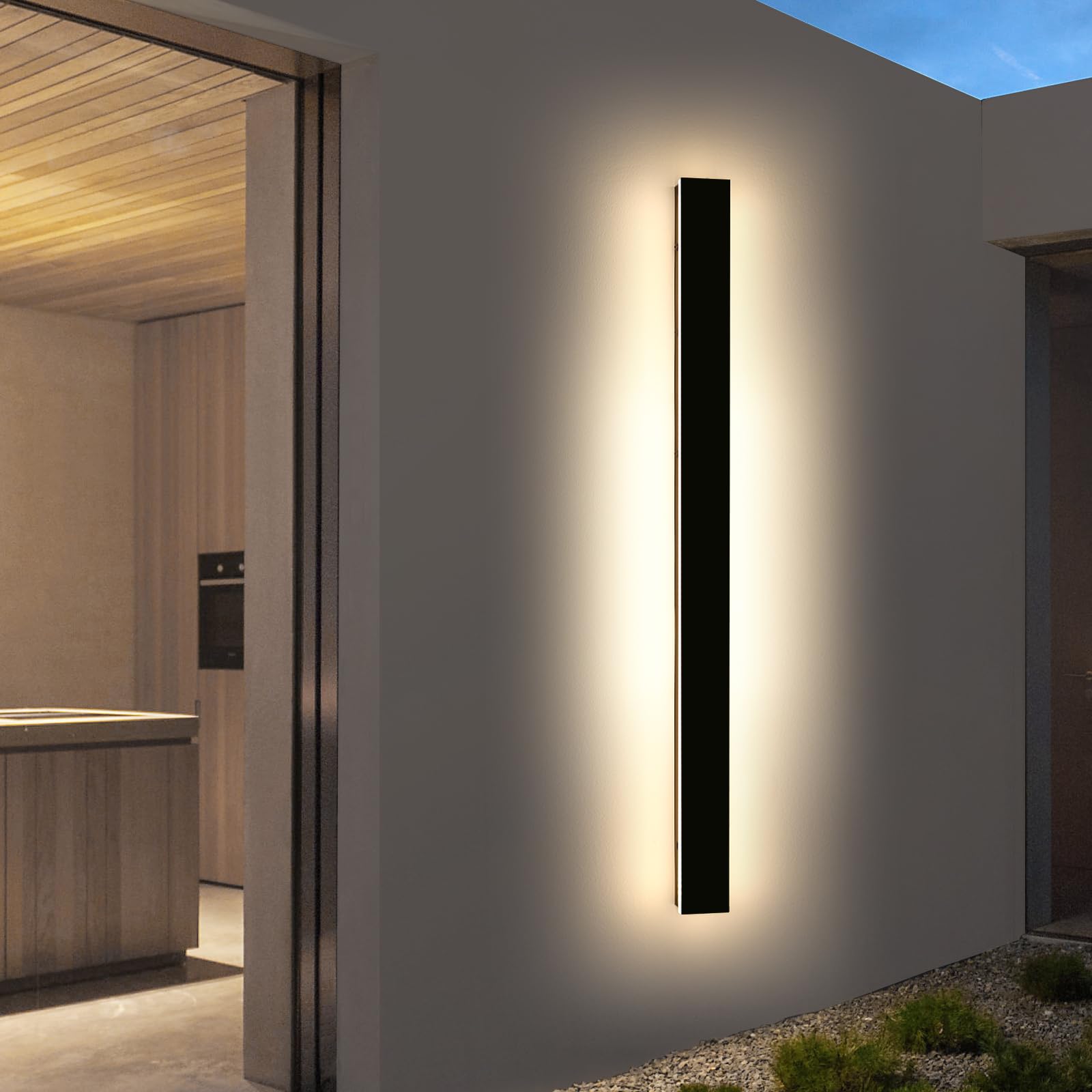 59inch Modern Outdoor Wall Lights, Outside Linear Wall Light, 3 Color ...