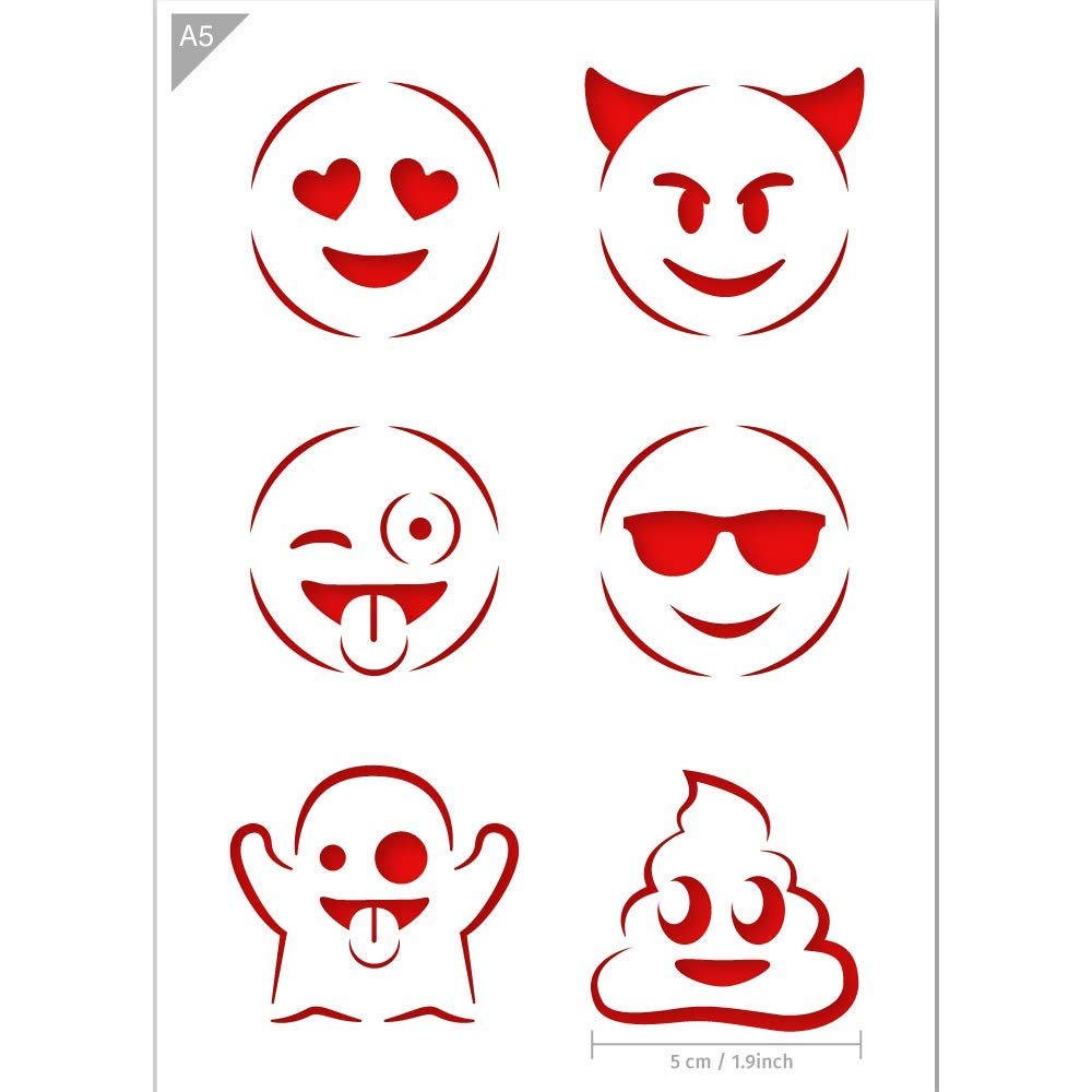 Buy QBIX Emoji Stencil - Emoticons Stencil - Smiley Stencil - A5 Size ...