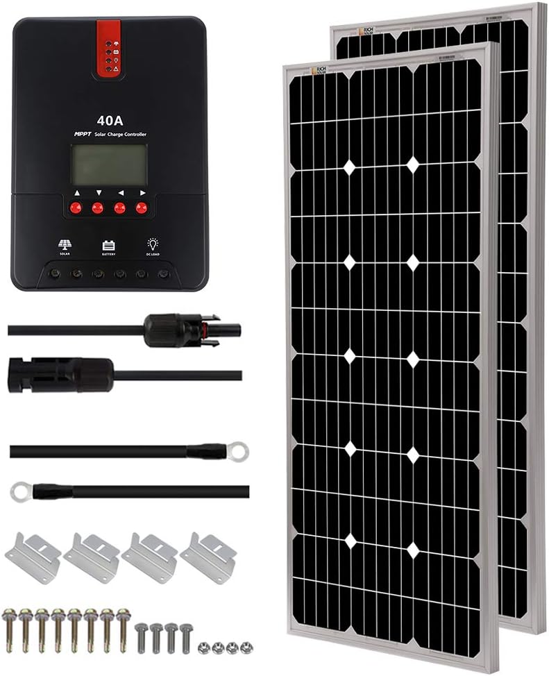 Amazon.com : RICH SOLAR 200 Watt 12 Volt Monocrystalline Solar Starter ...