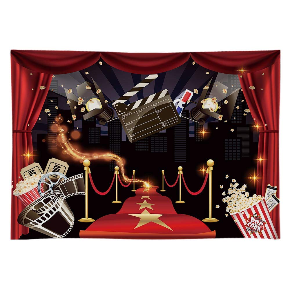 Funnytree 8x6ft Hollywood Party Backdrop Popcorn Movie Night Birthday ...