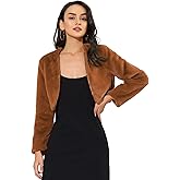 Allegra K Women's Bolero Jacket for Evening Dresses Open Front Cropped Fluffy Faux Fur Shrug at ...