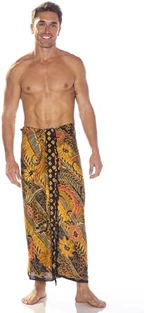 Amazon.com: 1 World Sarong Mens Sarong with Traditional Motif Brown ...