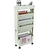 Amazon.com: 5 Tier Book Rack Storage Bookshelf, Movable Bookshelf ...
