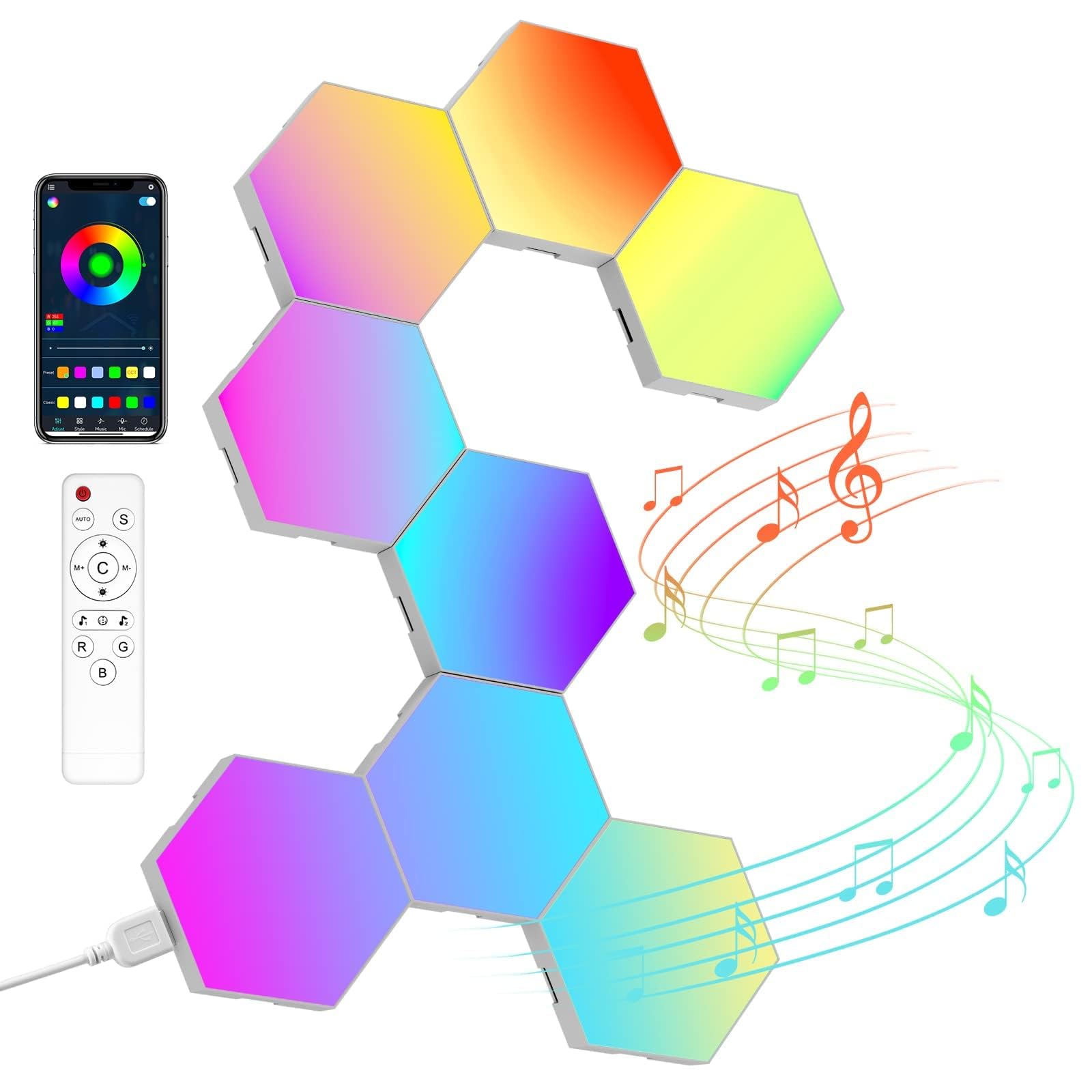 Mua 8 Pack Hexagon Led Lights Wall Panels: RGB Gaming Lights with APP ...