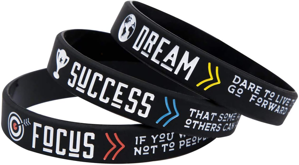 11thGear Motivational Positive Quote Silicone Wristbands Bracelets ...