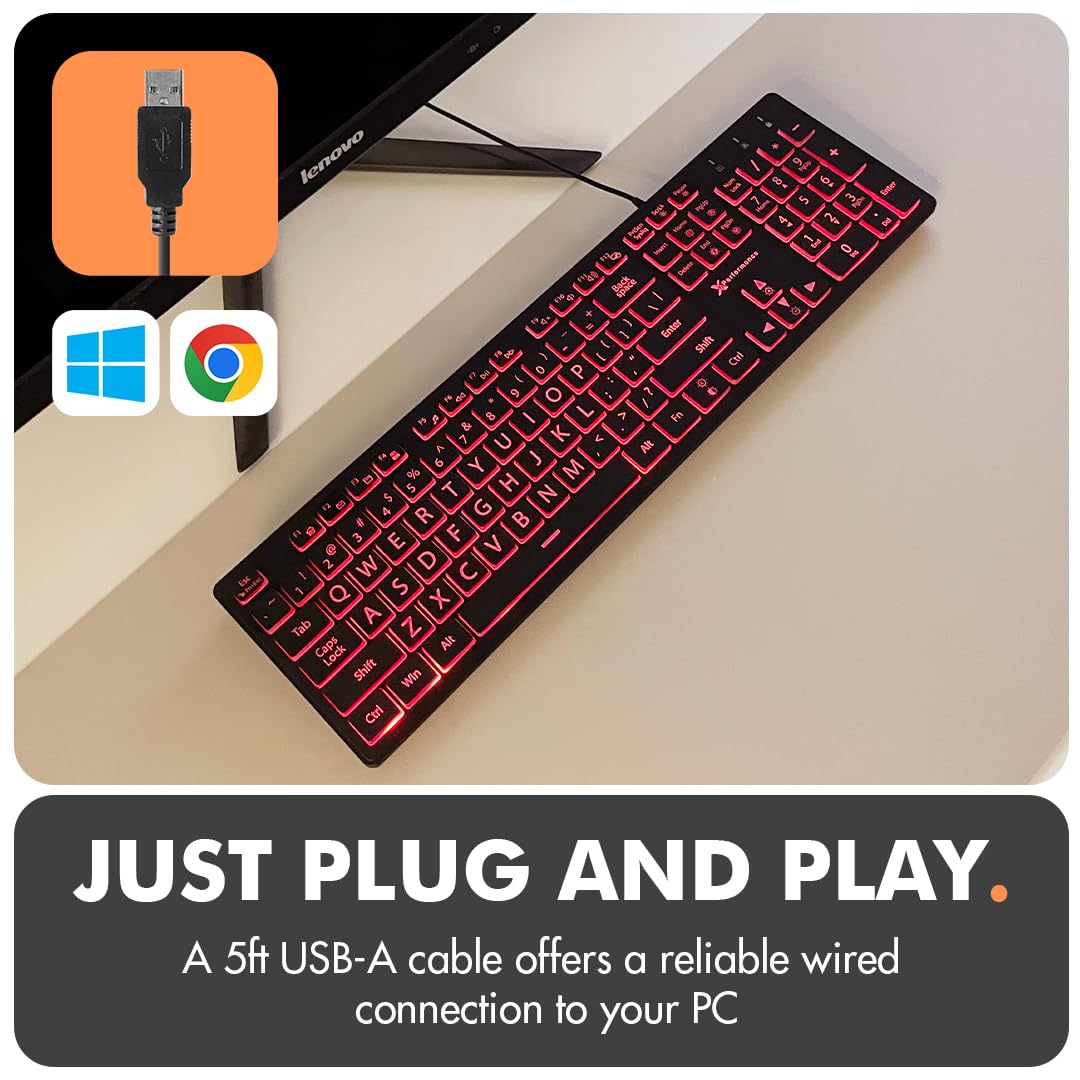 Mua X9 Large Print Backlit Keyboard | Wired Light Up Computer Keyboard ...