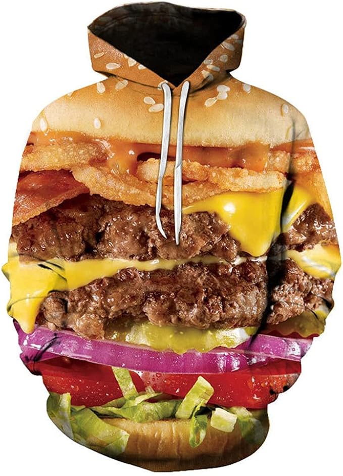 Hoodies Men 3D Delicious burger Fashion Print Pullover Long Sleeve ...