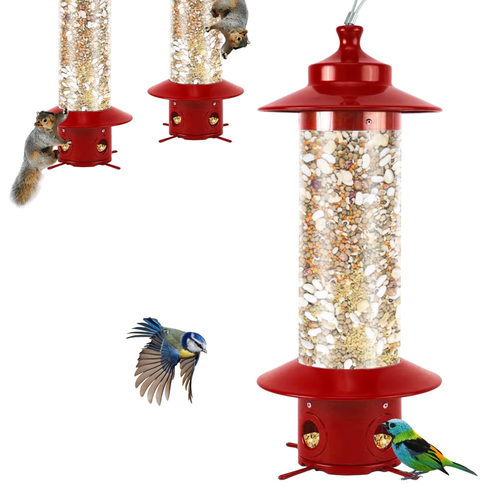 ZYAN Squirrel Proof Bird Feeder for Outdoors, Hanging Bird Seed Feeder ...