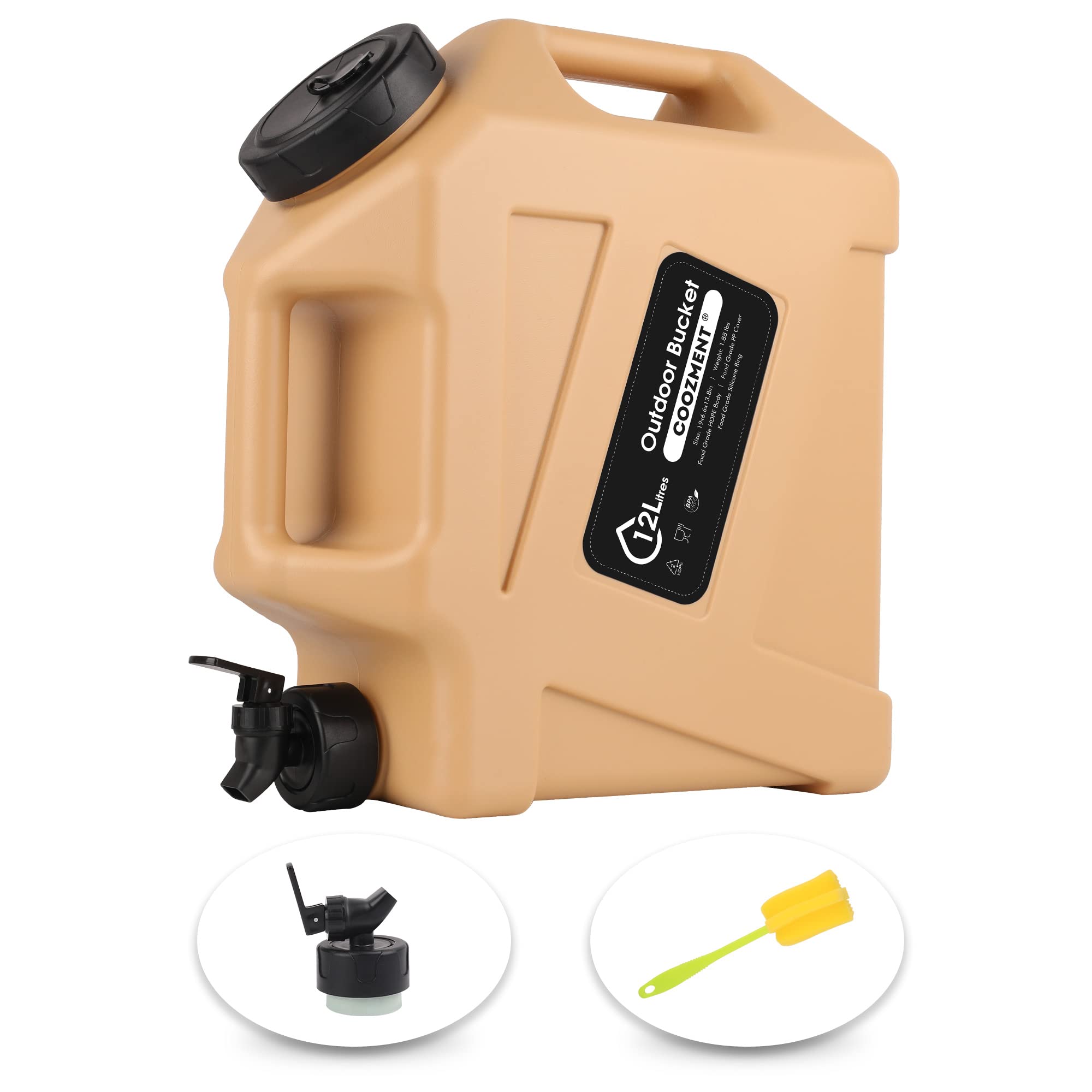 COOZMENT 3.2 Gallon (12L) Portable Water Containers with Spigot, BPA ...