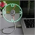 Amazon.com: InKach Mini USB Powered LED Cooling Flashing Real Time Display Function Clock Fan ...