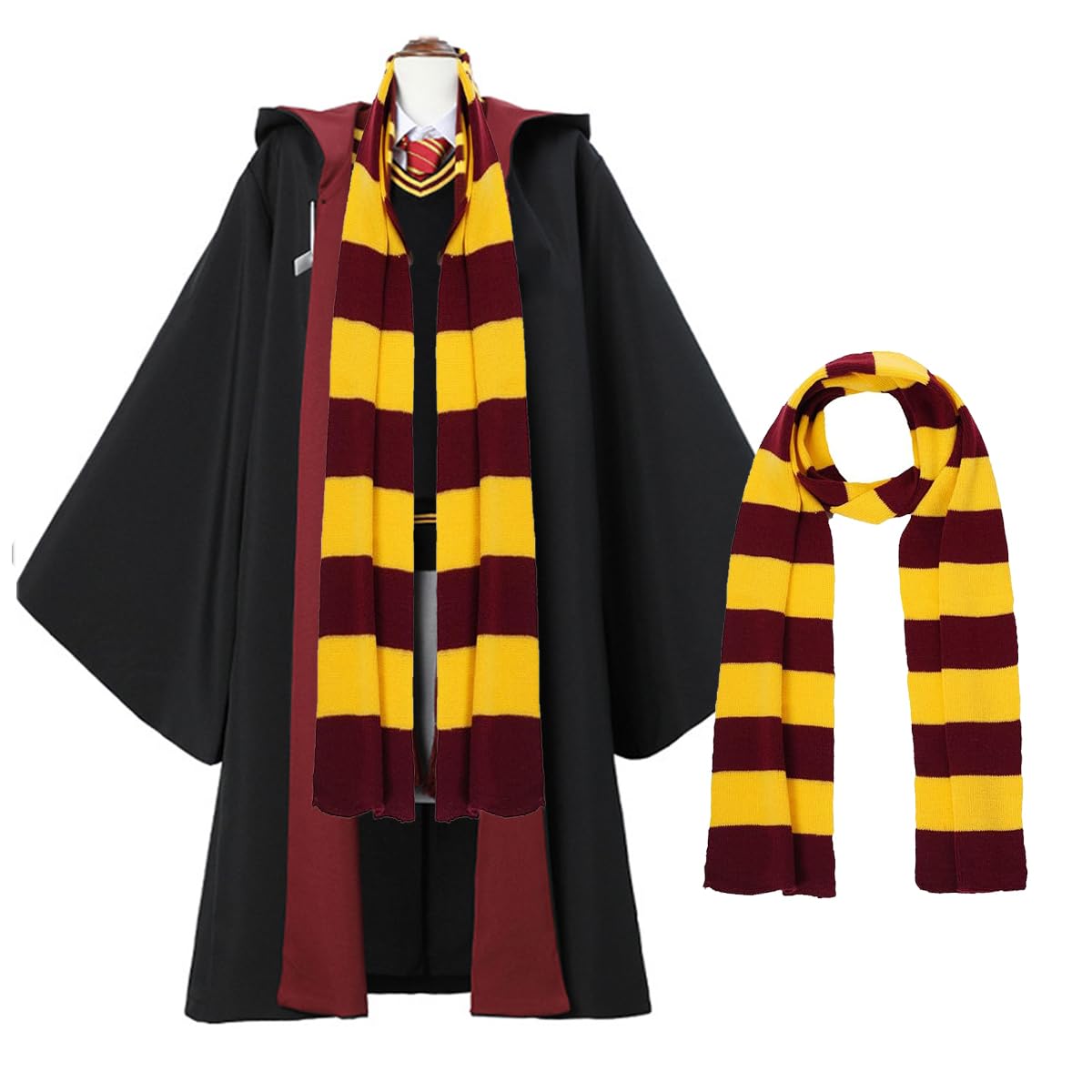 YAQIZENG Wizard Robes Magician Cloak with Scarf Halloween Costume ...