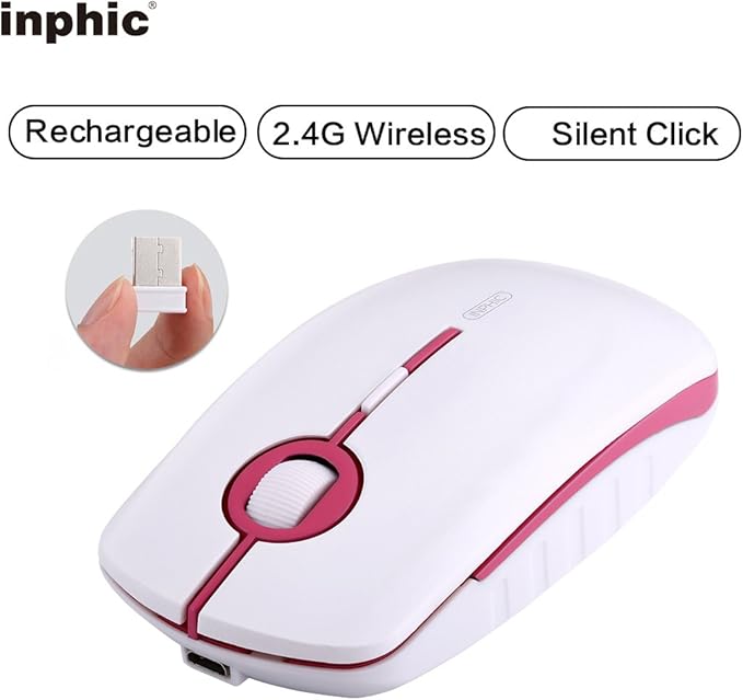 Amazon.com: inphic Wireless Mouse, Slim Silent Click Rechargeable ...