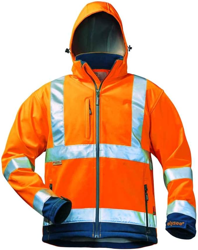 High Visibility Soft Shell Jacket Elysee Orange/Navy Blue, EN 471/3 ...