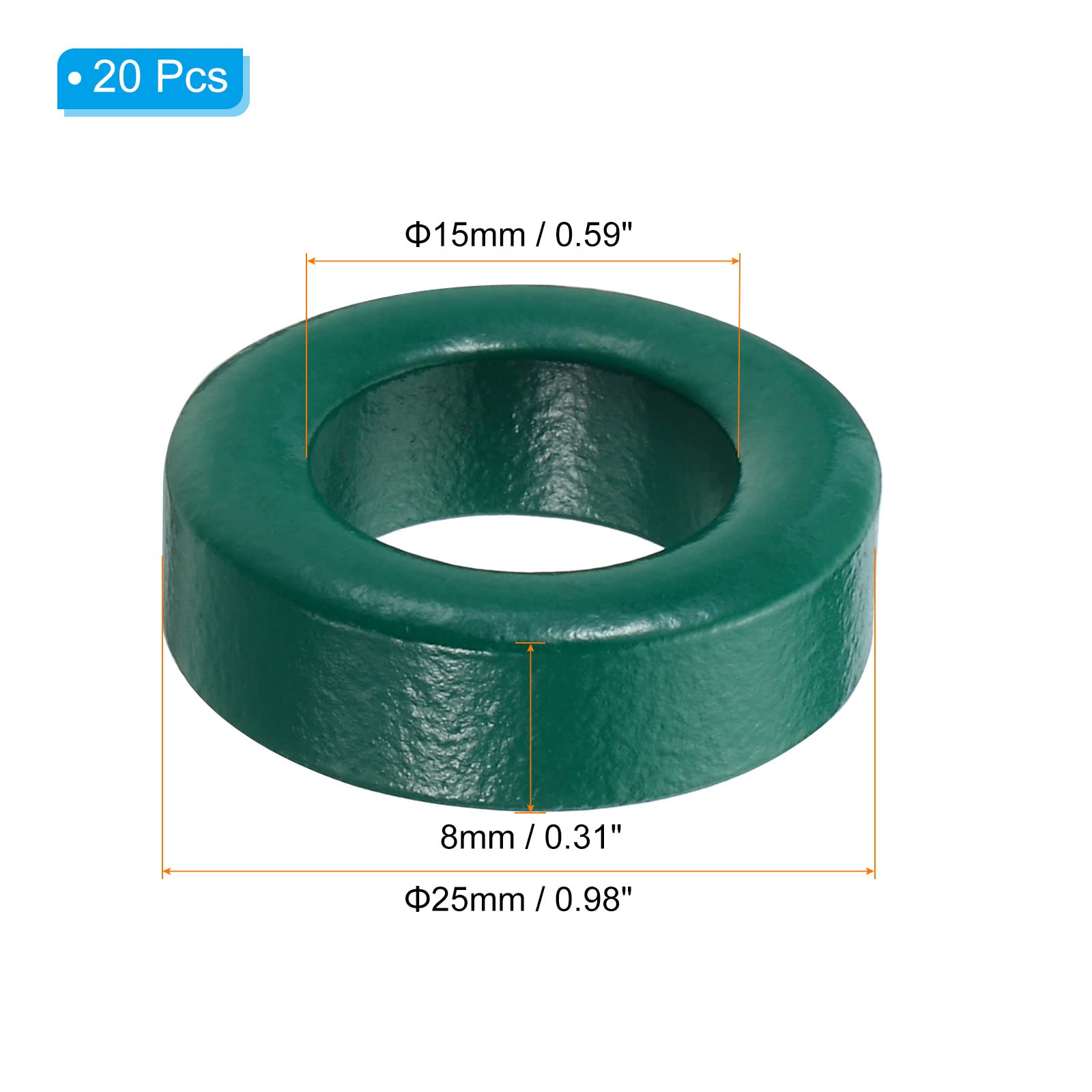 PATIKIL Ferrite Toroid Core, 20 Pcs Toroid Core 1" ODx0.6" IDx0.3" H ...