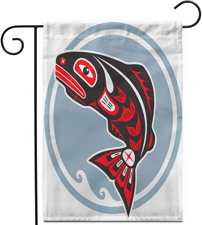 Amazon.com : Awowee 12"x18" Garden Flag Haida Jumping Fish Salmon in ...