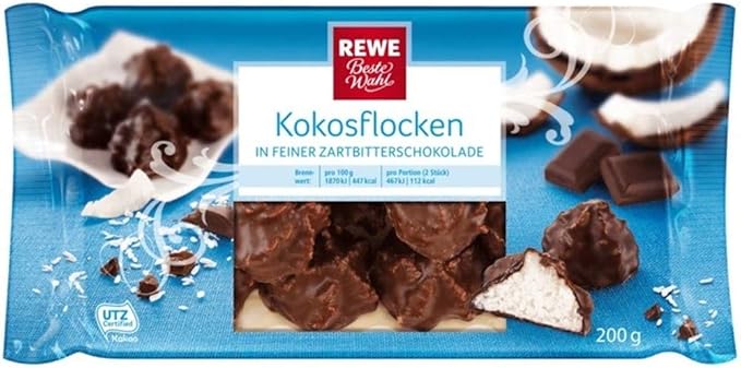 REWE Kokosflocken (Vegan Chocolate Dairy-Free with Coconut) 200g ...