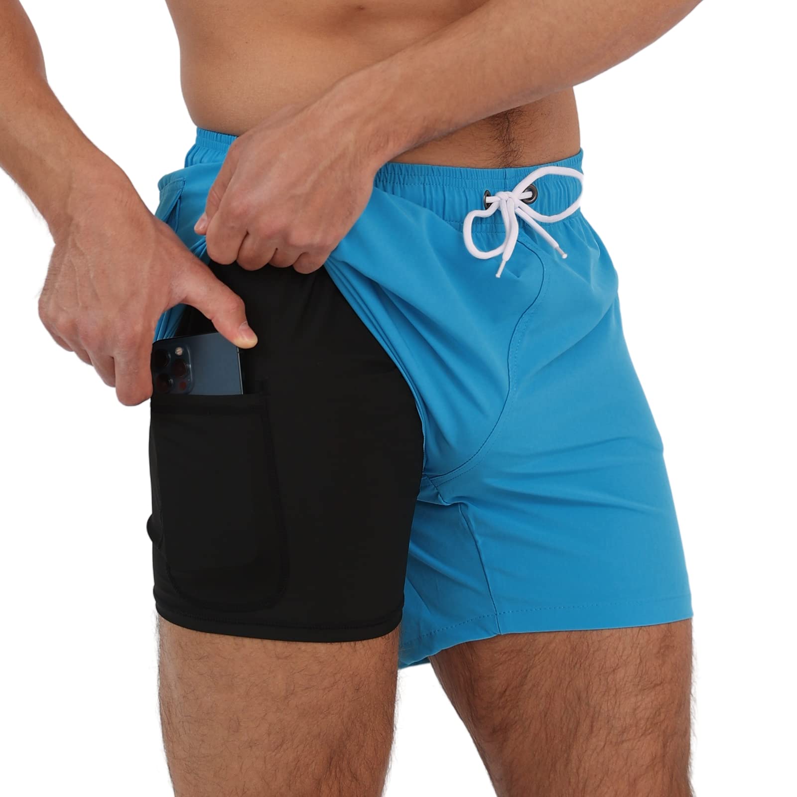 Arcweg 5.5” Men's Swim Trunks with Mesh Compression Liner, 2 in 1 Beach ...