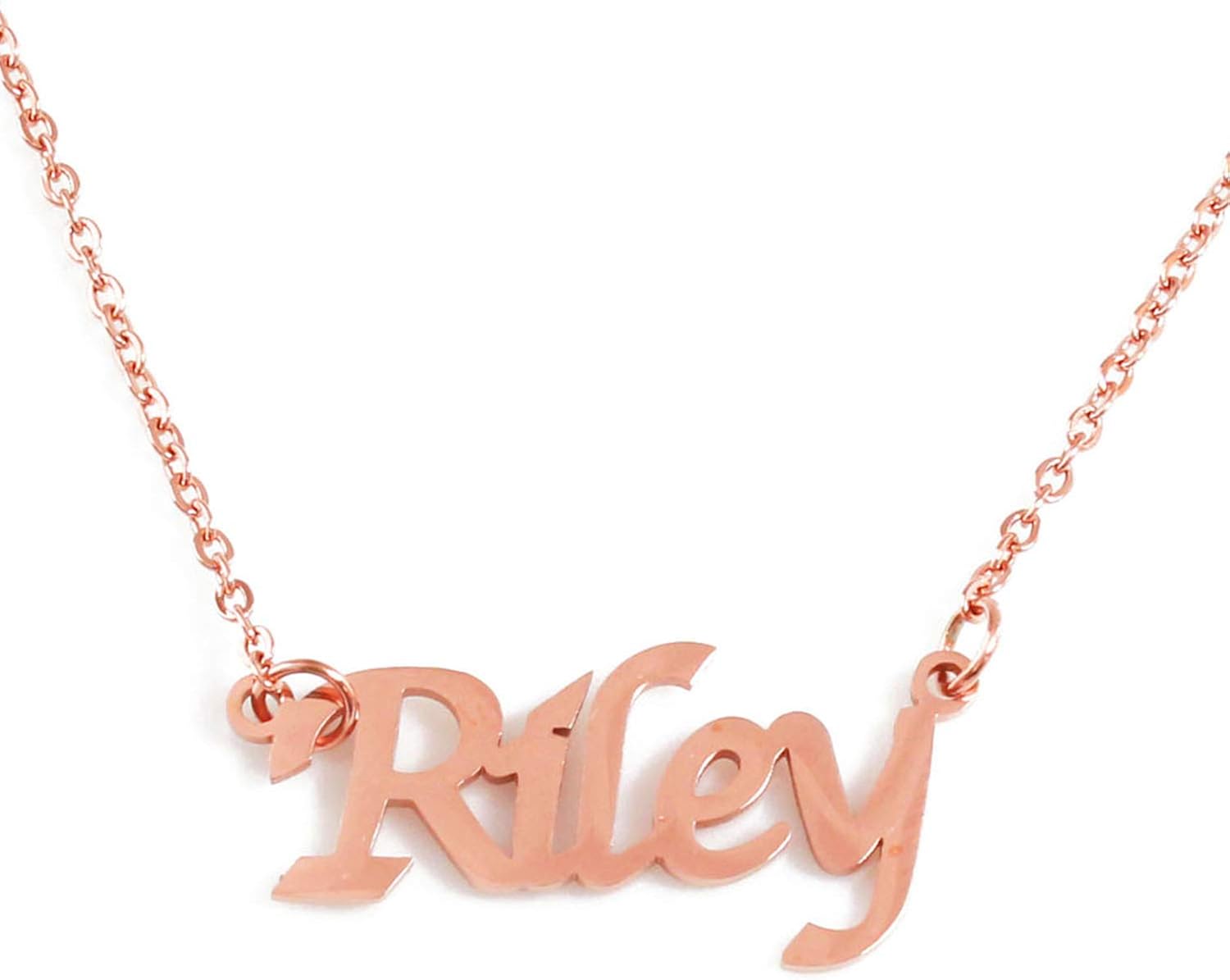 Amazon.com: Riley Name Necklace 18ct Rose Gold Plated Personalized ...