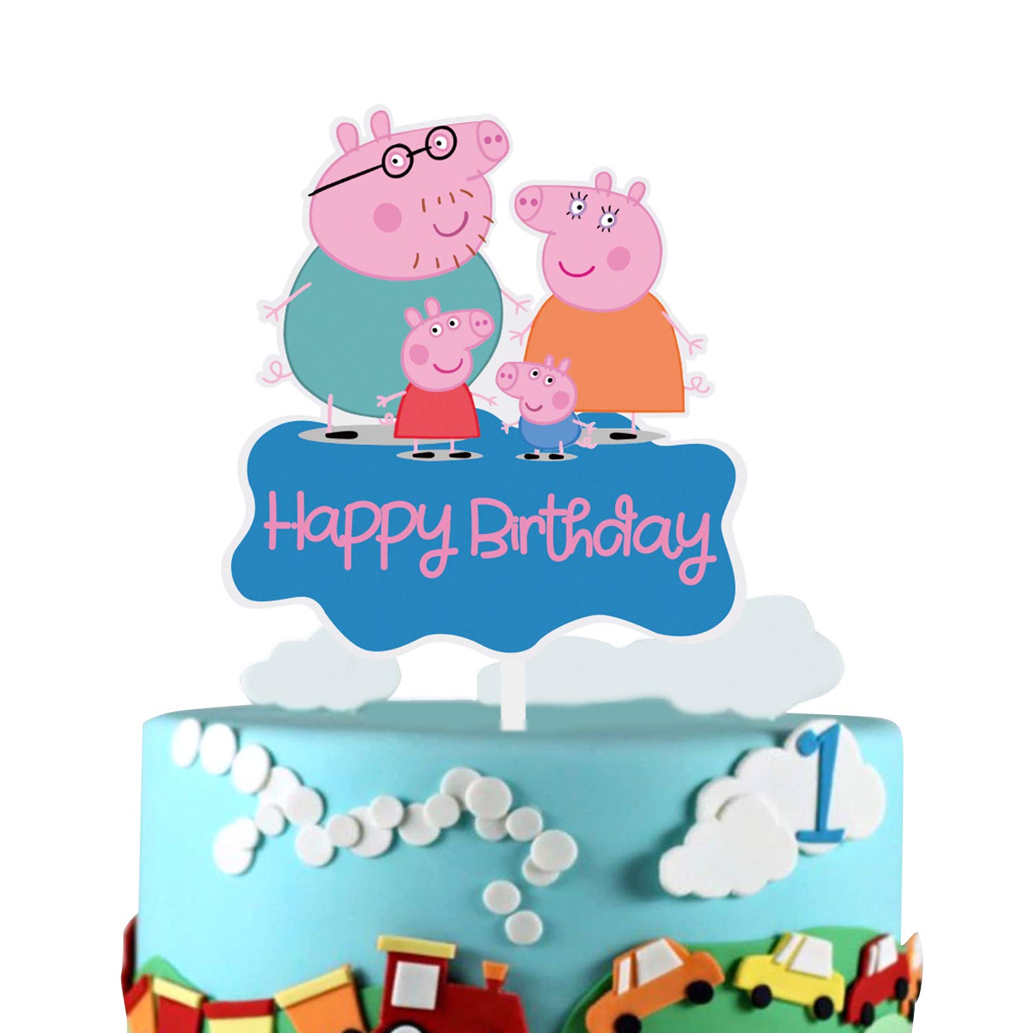 Buy Acrylic Pink Pig Happy Birthday Cake Topper Pink Pig Family Cake ...