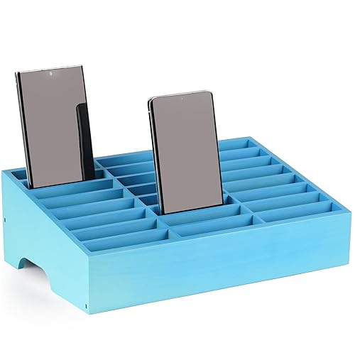 Lzttyee Wooden 24-Grid Cell Phones Storage Box Desktop Mobile Phone ...