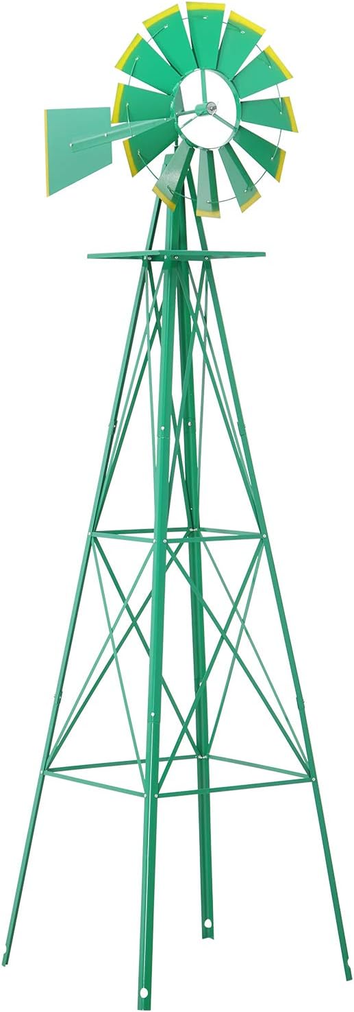Amazon.com : Patiomore 8FT Windmill Yard Garden Metal Ornamental Wind ...