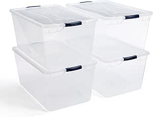 Amazon.com: Rubbermaid Cleverstore Clear Plastic Storage Bins with Lids, 95 Qt-4 Pack, 4 Count ...