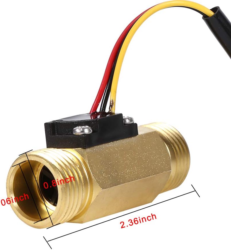 Flow Sensor Connector，60mm G1/2″ Copper Thread Hall Effect Liquid Water ...