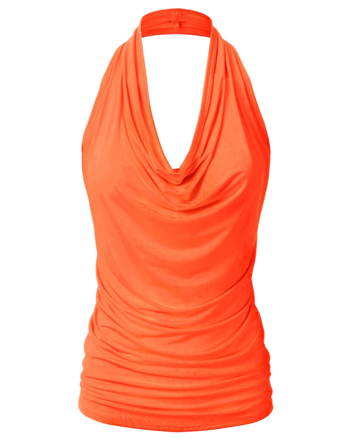 EIMIN Women's Casual Halter Neck Draped Front Sexy Open Back Tank Top ...