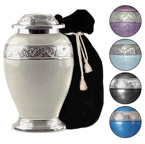 Ayerloom Urn for Human Ashes, Pearl White Adult Memorial Urn for Mom ...