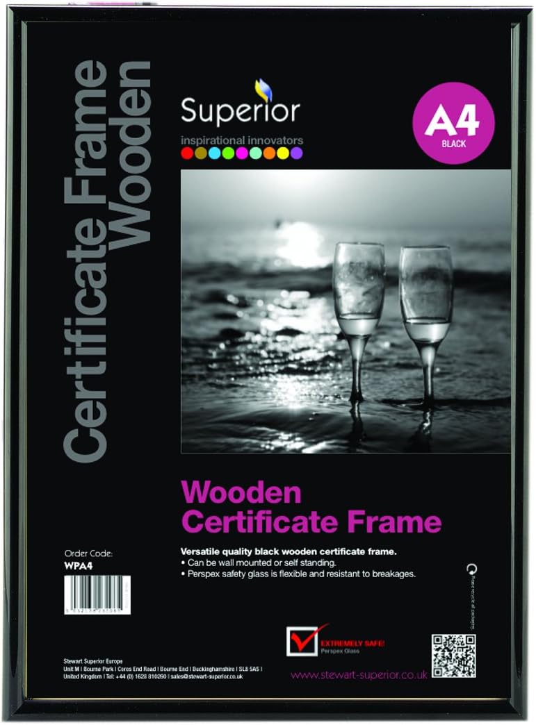 Stewart Superior A4 Wooden Certificate Frame with Perspex Safety Glass ...