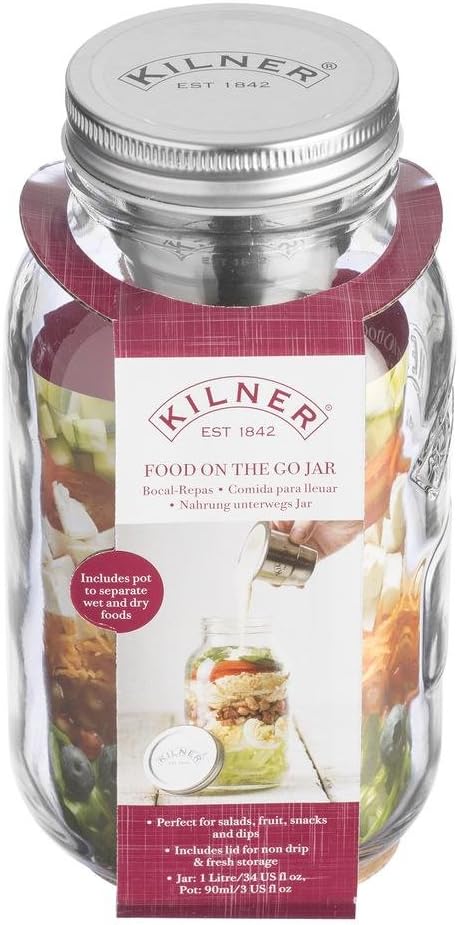 Kilner On The Go Lunchbox Salad Jar with Dressing Cup, 1L – BigaMart