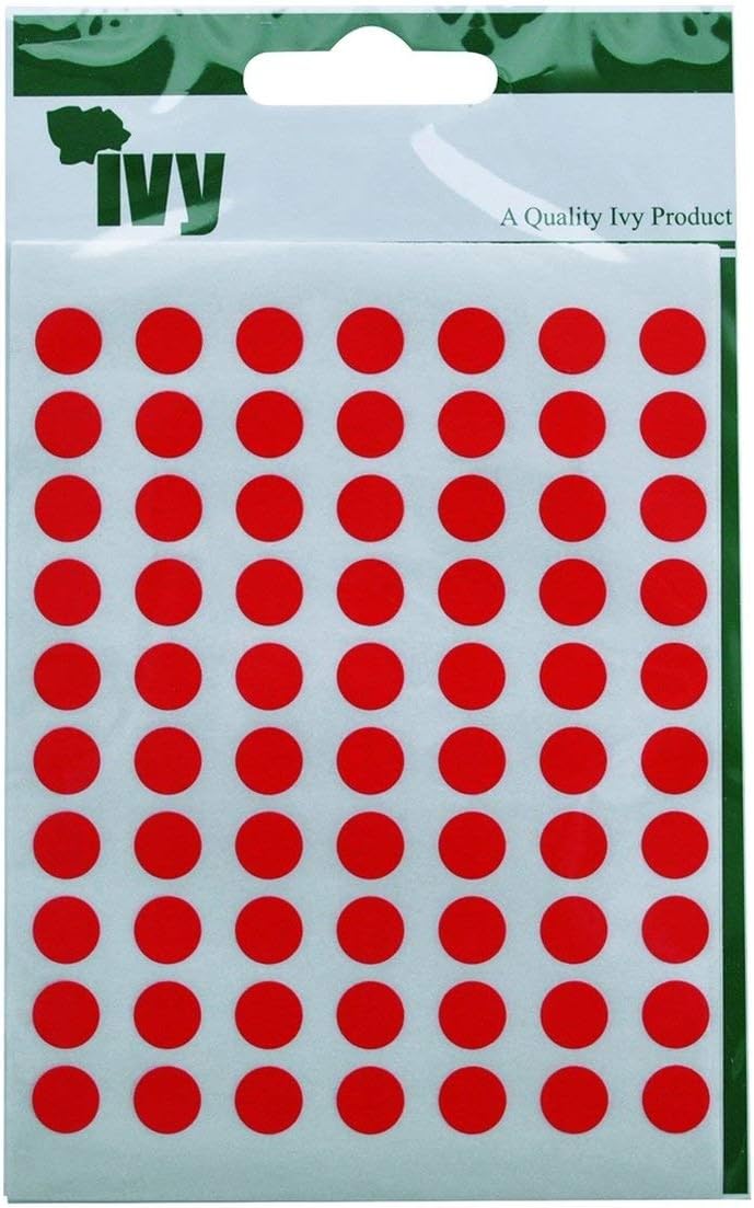 Ivy 8mm Red Self Adhesive Round Dot Spot Sticky Labels: Amazon.co.uk ...