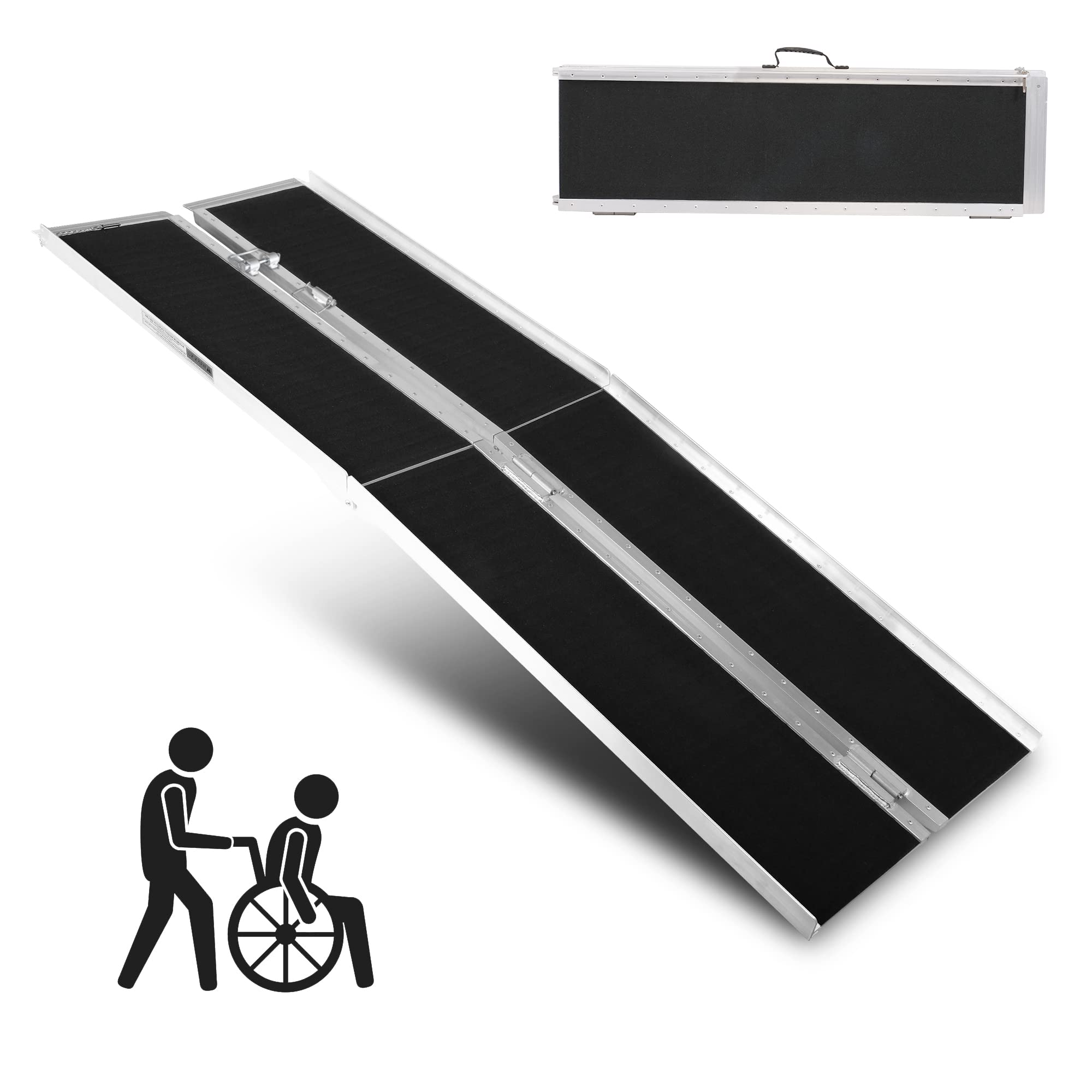 8FT Foldable Wheelchair Ramp, Aluminum Anti-Slip Wheelchair Ramp ...