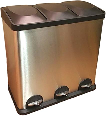 Amazon.com: Triple Compartment Trash Can Recycle Combo Garbage 3 Bin XL ...