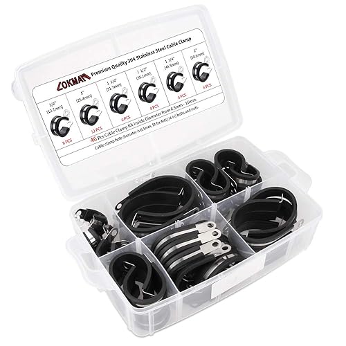 Cable Clamp Assortment Kit, LOKMAN 50 Pieces Stainless Steel Cushion ...