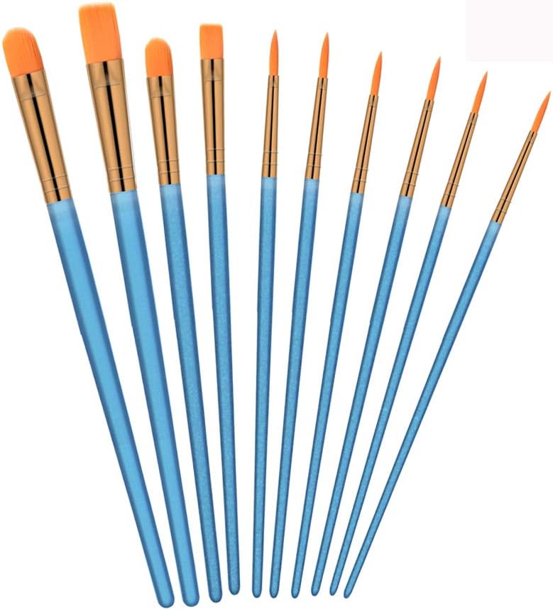 Amazon.de: 10-teiliges Pinsel-Set, Nylon-Haar, flach, rund, Miniatur ...