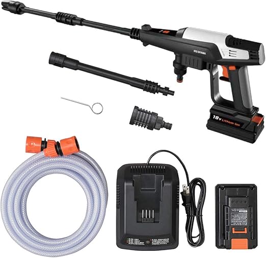 Amazon | アイリスオーヤマ 充電式ハンディウォッシャー 18V 2.0Ah バッテリ・充電器付 最大40分稼動 コードレス&タンクレス 場所を選ばす使用可能 JHW-201 | DIY ...