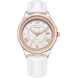 COMTEX Ladies Watches Rose Gold Tone with White Leather Strap Fashion ...