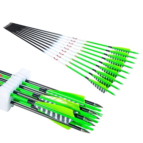 QunYing 400 Spine 32 Inch Traditional Archery Carbon Feather Arrows for ...