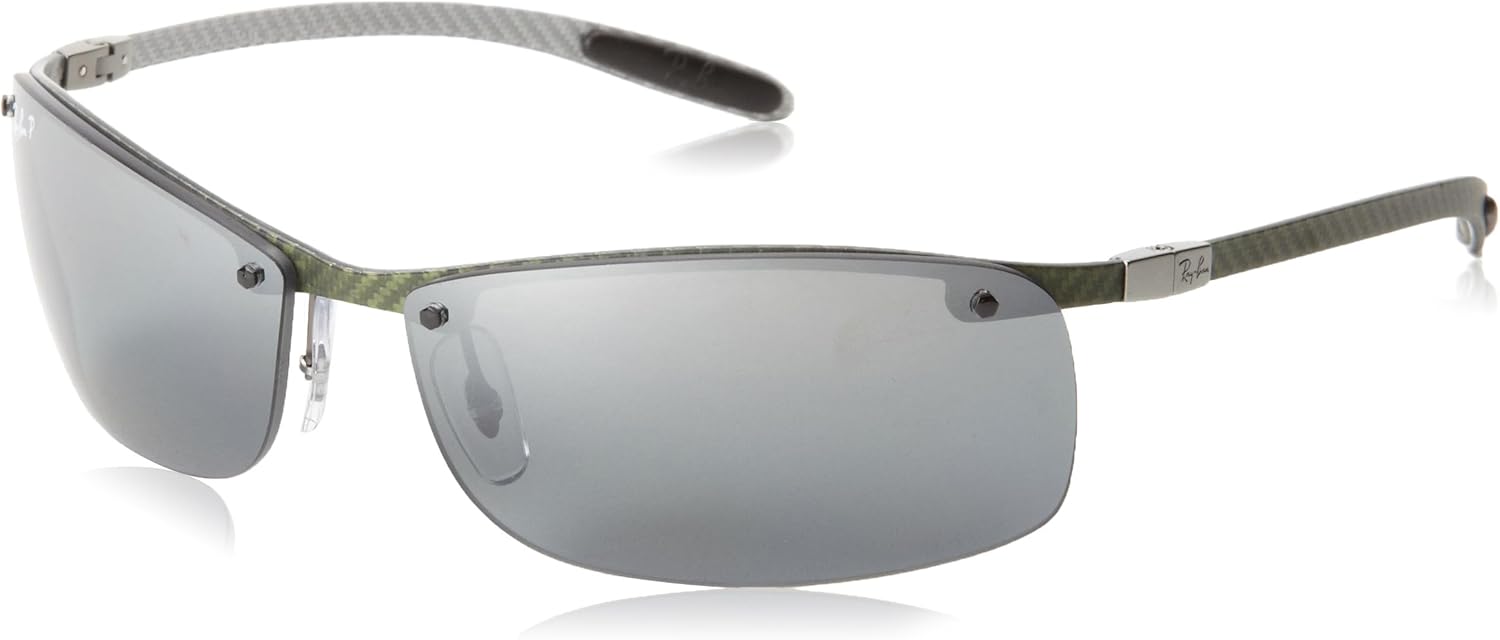 Ray-Ban 8305 Carbon Lite Light Carbon Grey Mirror Polarised Sunglasses ...