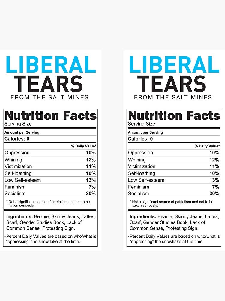 Mua Liberal/Democrat Tears Funny Joke Supplement Facts - Sticker ...