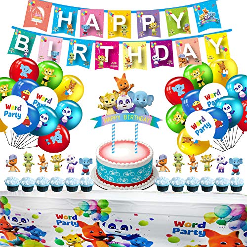 Word Party Party Supplies, Word Party Balloons, Happy Birthday Banner ...