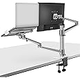 viozon Monitor and Laptop Mount, 2-in-1 Adjustable Dual Arm Desk Mounts ...