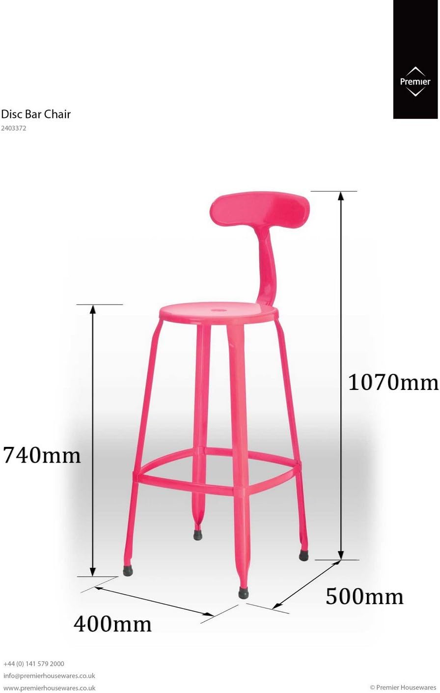 Premier Housewares Hot Pink Disc Bar Stool with Step [Set of 4]