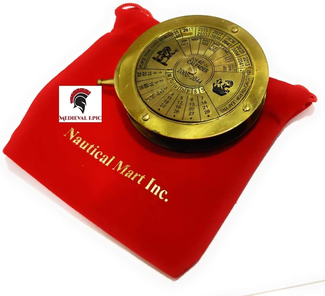 MEDIEVAL EPIC Brass Compass Nautical Magnifying Glass Vintage Calendar ...