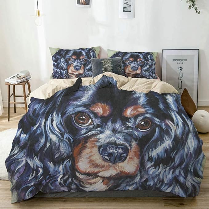Amazon.com: TMSSUNCI Teen Girls Duvet Cover Set,Cavalier King Charles ...